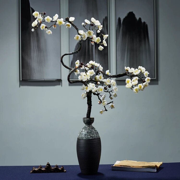 Новая китайская ретро-ваза в стиле дзен, имитация сливы, зимний сладкий набор, аксессуары для дома с искусственными