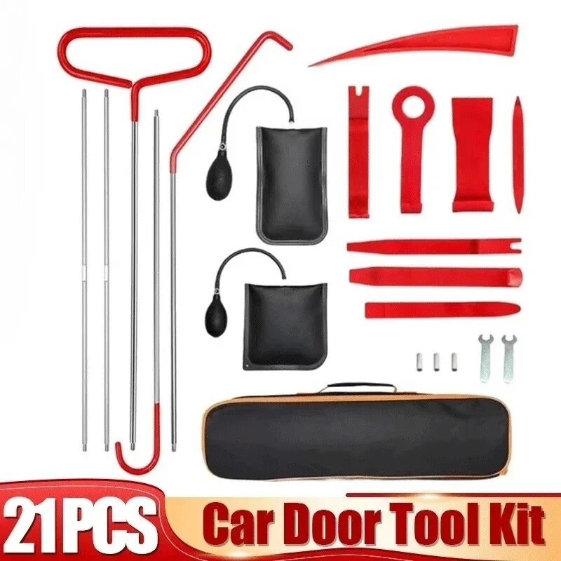 EAFC 21/18 шт, аварийный открытый ключ для окна автомобиля, двери, потерянный замок, разблокировка, комплект автоинструментов, воздушный клин, сумка, насос, открытая разблокировка для автомобиля, грузовика 21Pcs