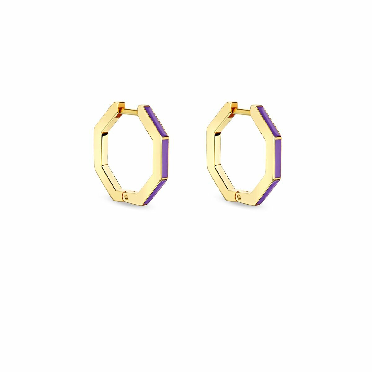 Серьги FLEUR DE NEIGE JEWELRY, серебро, 925 проба, эмаль, размер 20 мм, длина 2 см, , фиолетовый, золотистый — фото 1