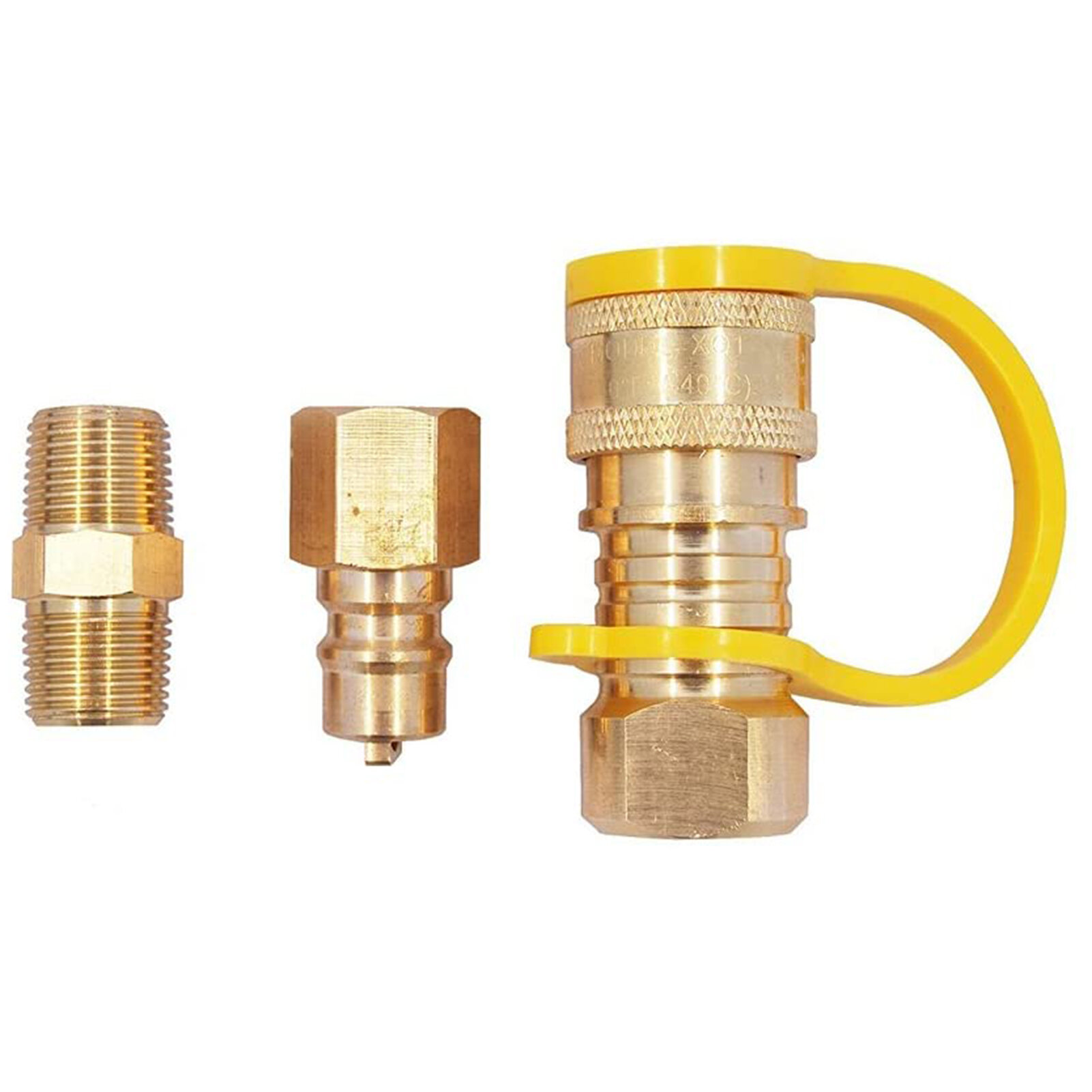 Набор быстрого соединения для природного газа из сплошного латуня 3/8 дюйма мужской резьба для труб x 3/8 дюйма женская резьба для труб, материал латунь, размер упаковки 35*26*20мм, вес упаковки 230г, количество 1 набор, для шланга грилей на природный