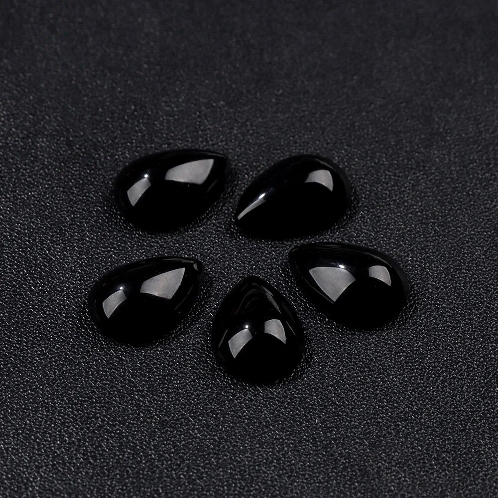 Кабошоны из розового кварца, аметистов и халцедона Черный, 10 Pieces, Black Agate