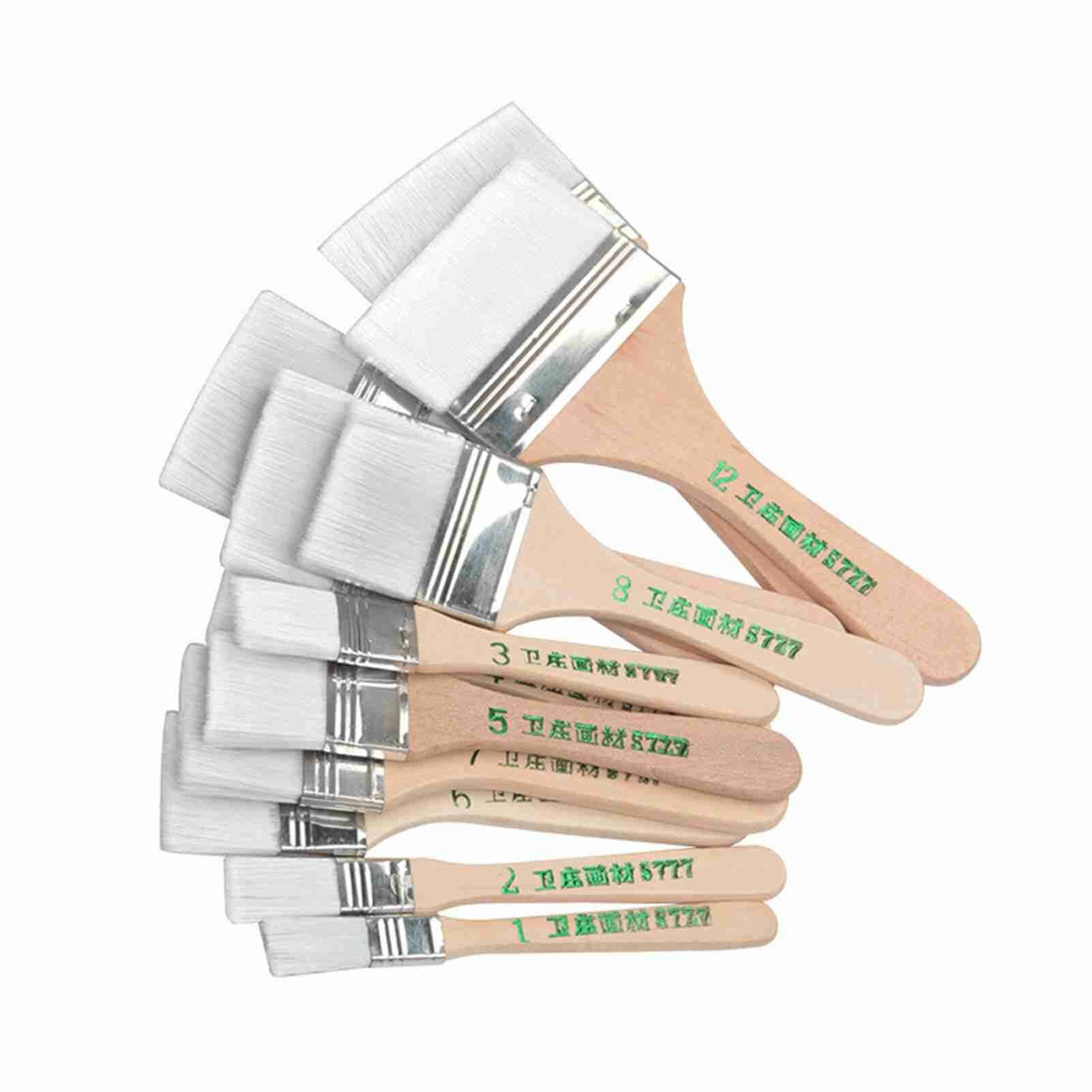 12 шт. плоские кисти с нейлоновым ворсом, деревянная ручка, для масла/барбекю