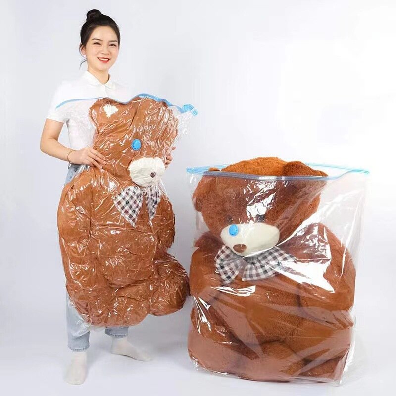 Вакуумный компрессионный мешок с ручным насосом, прозрачный дизайн, случайный цвет в комплекте для сжатия белья