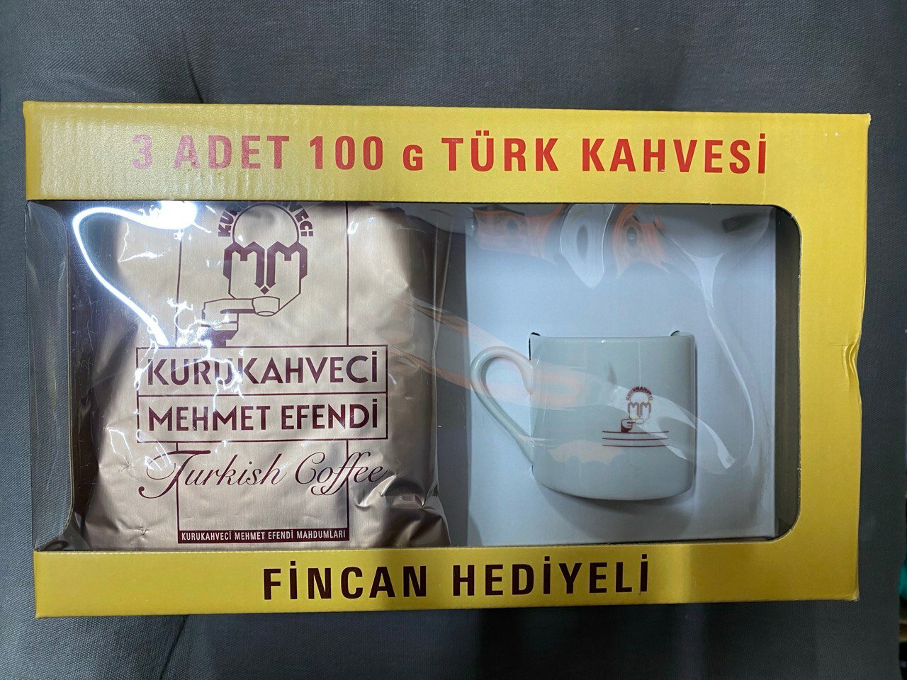 KURUKAHVECI MEHMET EFENDI набор кофе молотый 3 пакета + чашечка