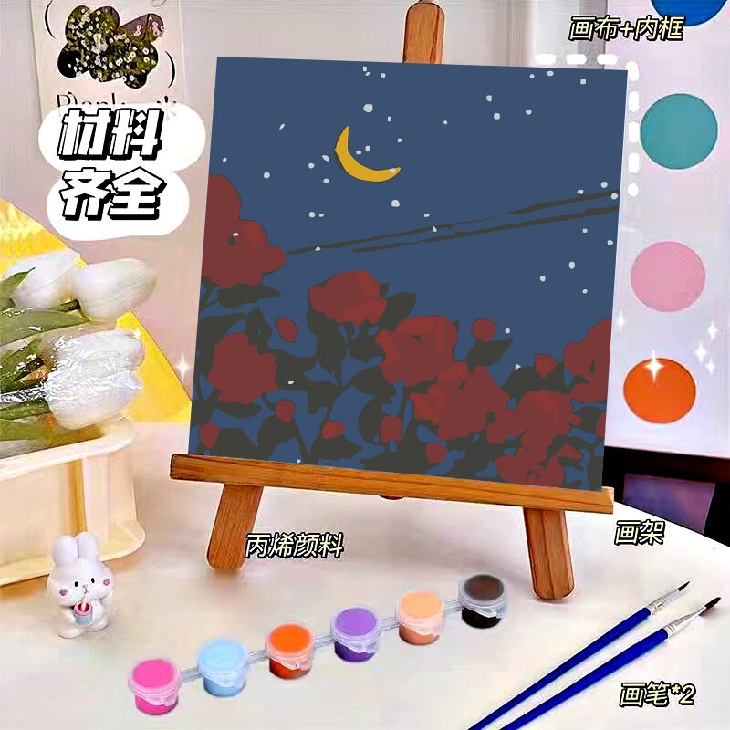 Цифровая картина маслом 20*20, аниме, раскраска маслом, ручная роспись маслом, декор для спальни.