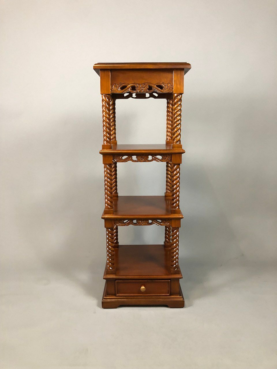 13199 этажерка с полками и ящиком DOMKORLEONE, красное дерево (mahogany wood), цвет орех LBW (коричневый)