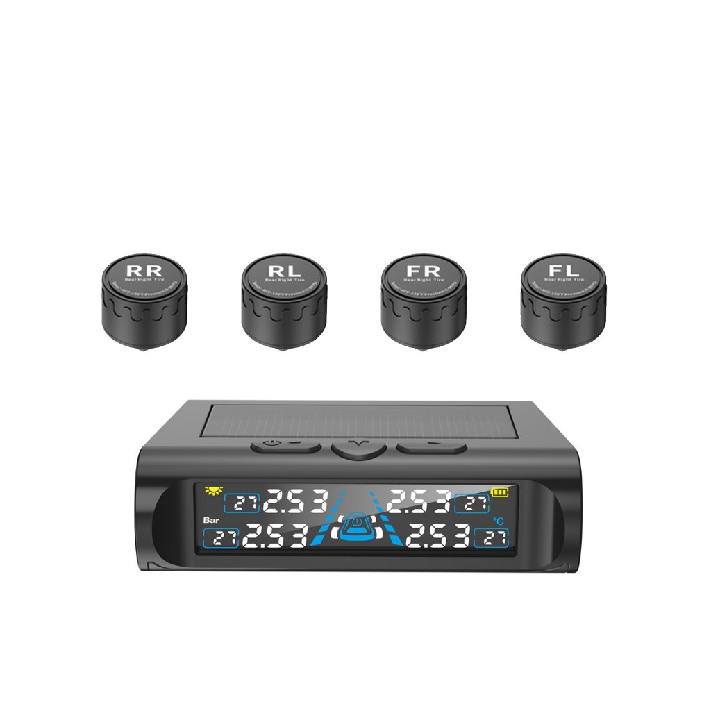 Автомобильный Беспроводной датчик давления и температуры в шинах с внешним датчиком, работающий на солнечной энергии, Универсальный для автомобильной безопасности