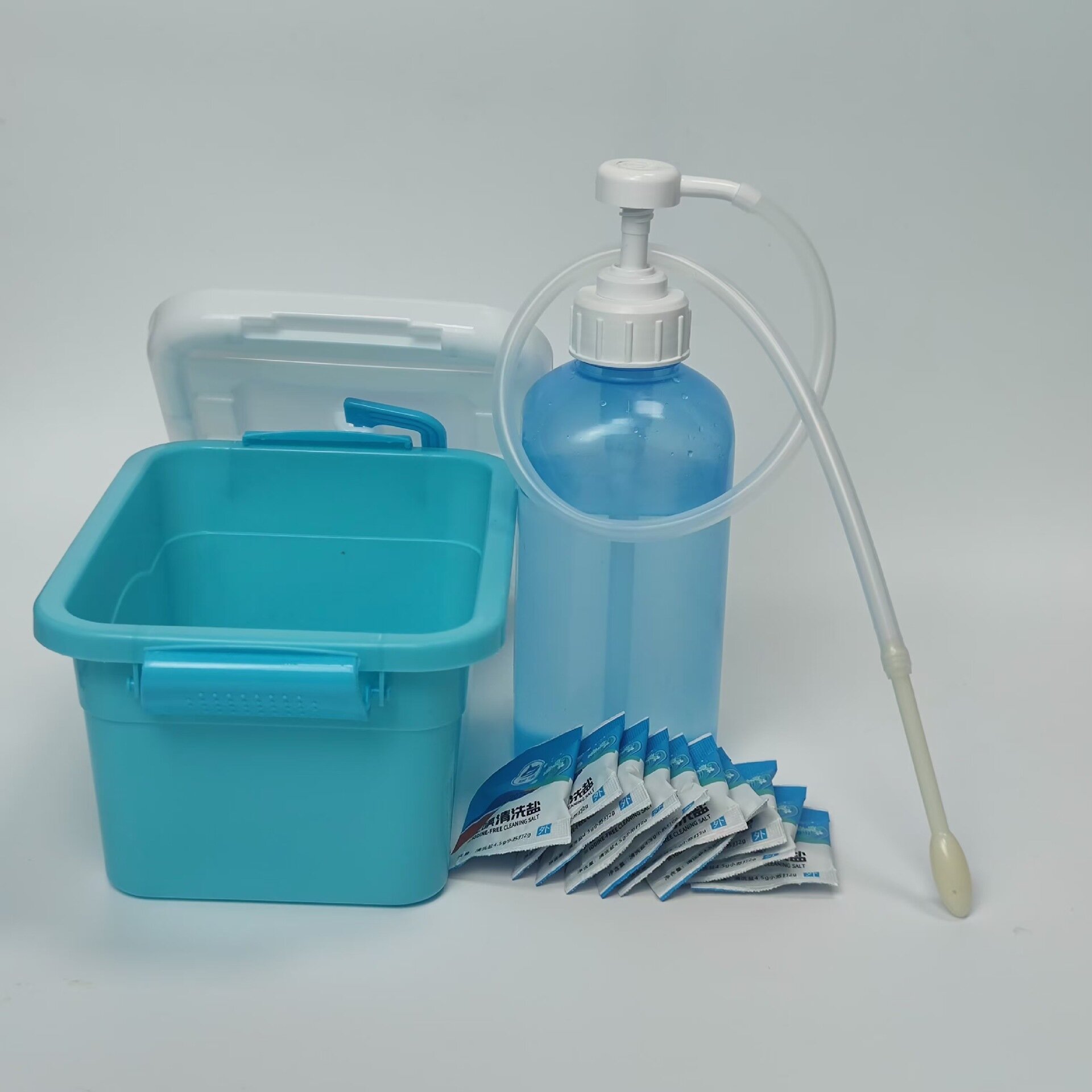 Задний очиститель клизмы лесбиянок Набор ирригаторов для клизмы*1+соль 10 пакетиков+коробка для хранения