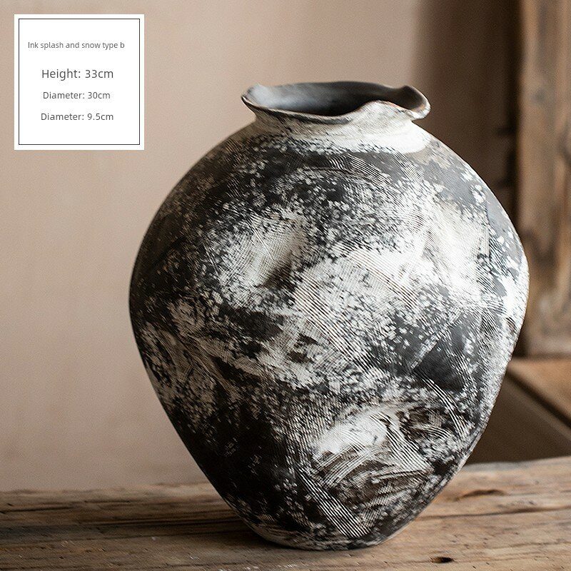 Декоративная керамическая ваза в стиле ваби-саби, деревенская глиняная ваза для цветочных композиций, винтажная