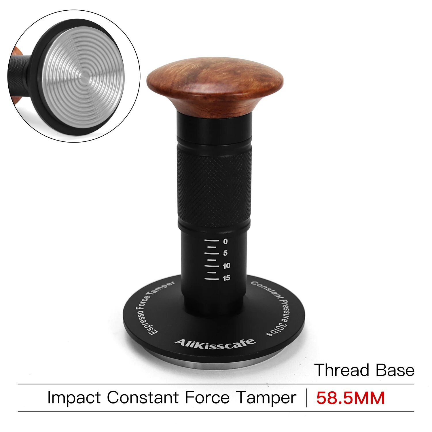 CafeGaGa Ударный темпер для кофе 4 пружины 30 фунтов 58.5MM Thread Base