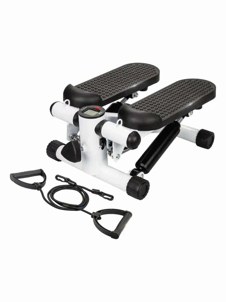 Степпер тренажер для дома, мини степпер для похудения, с эспандерами, для ног, домашний черно-белый