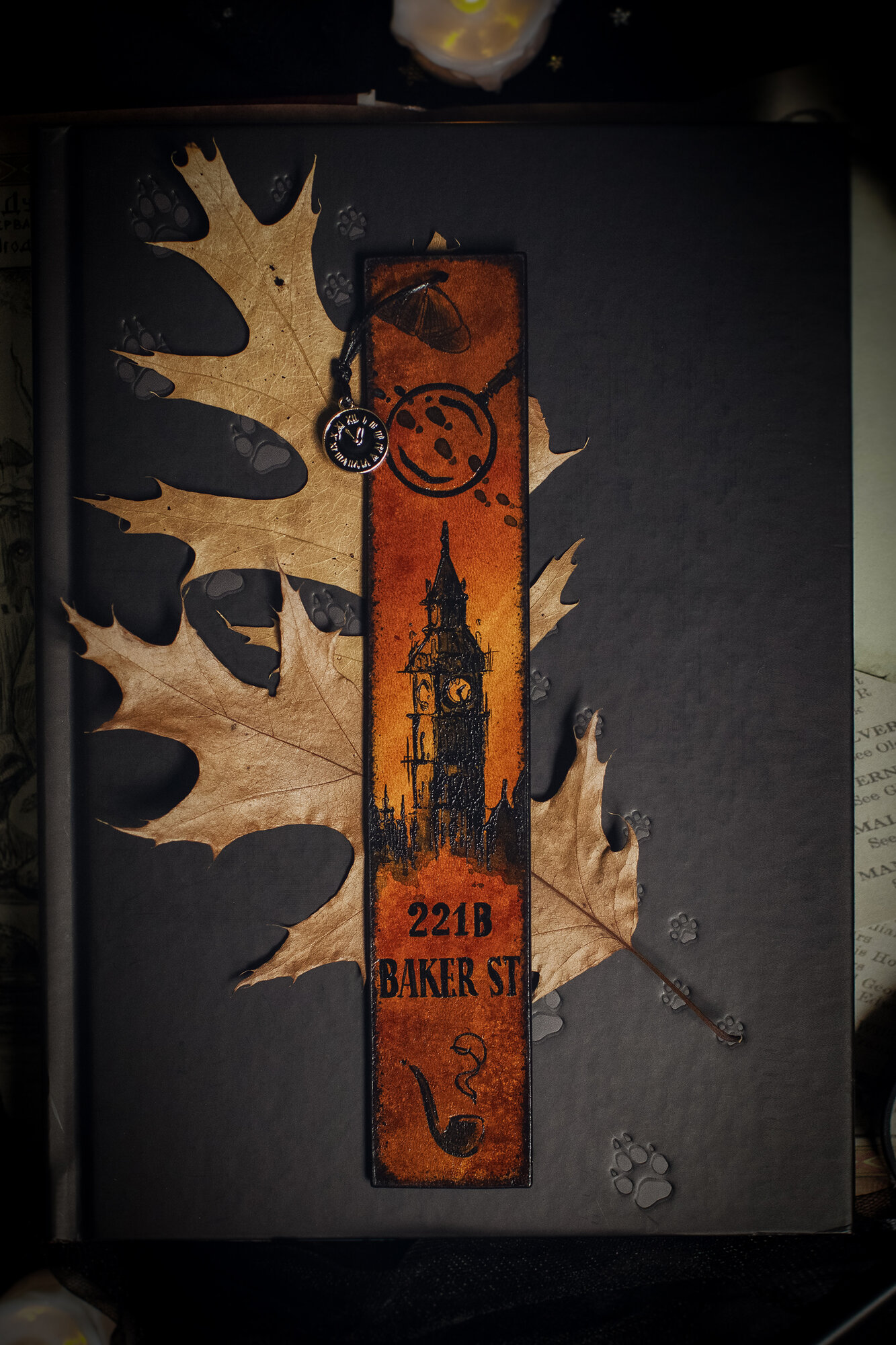 Закладка для книги ежедневника Сыщик Шерлок Холмс из натуральной кожи, ручная работа, коричневая