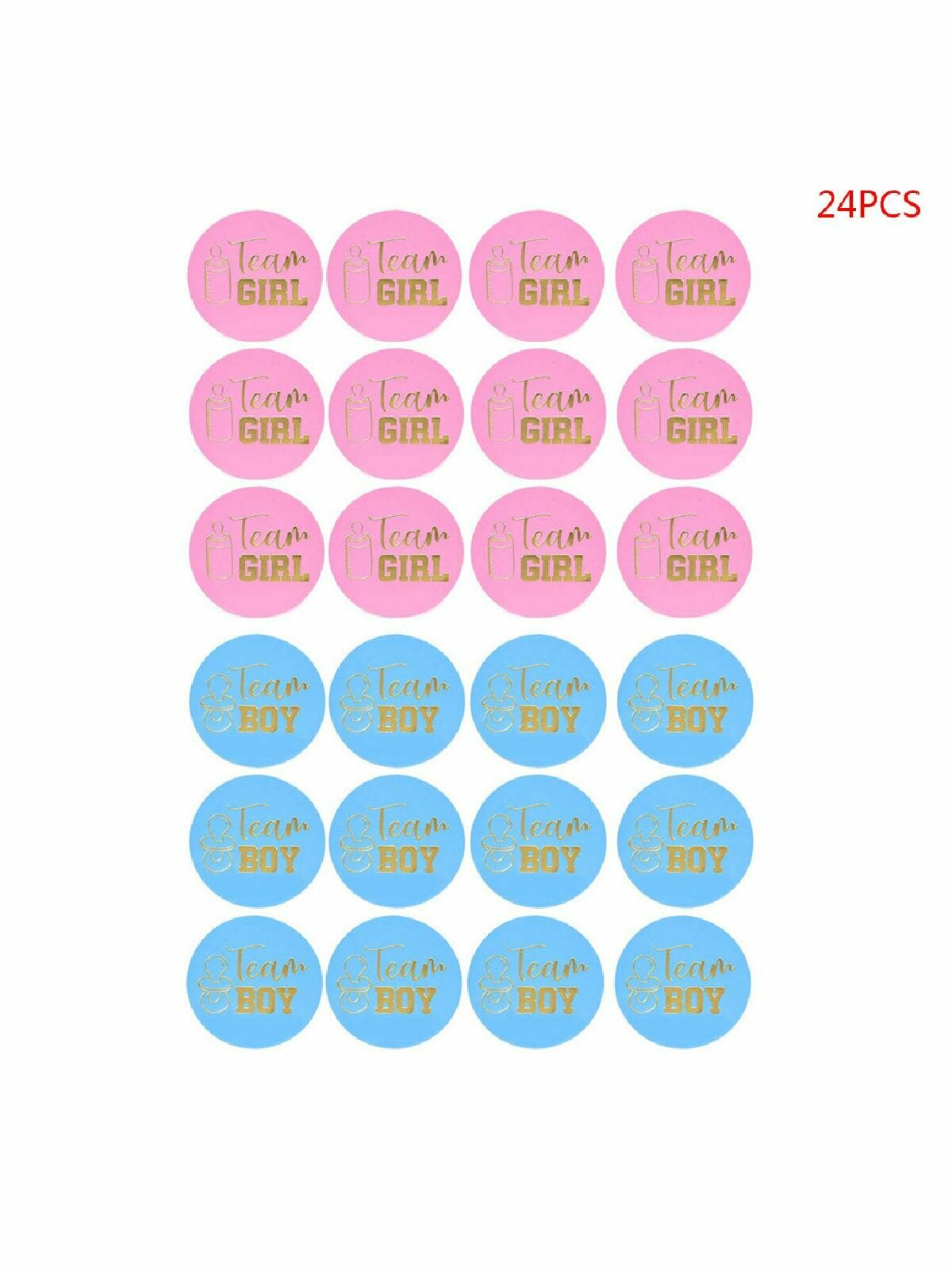 24шт Наклеек с указанием пола, надписей Team Boy, надписей Team Girl для креативного оформления вечеринки