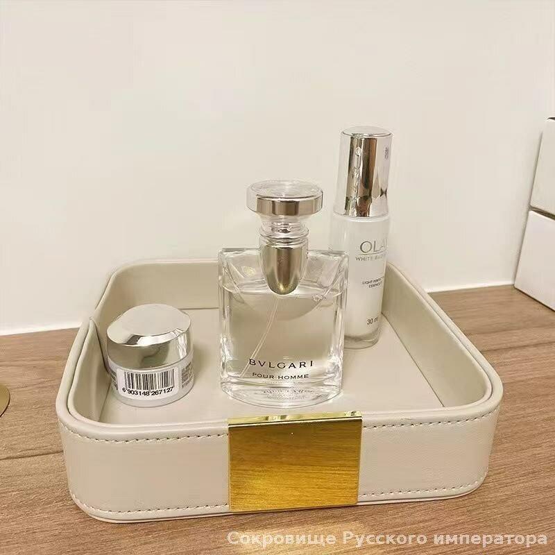 Кожаный настольный лоток для хранения, квадратный лоток для ключей, европейские ювелирные изделия