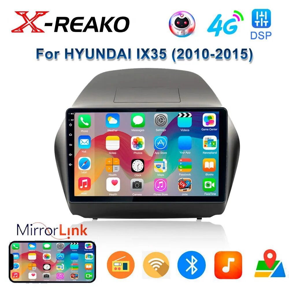 REAKOSOUND Автомагнитола, диагональ: 10.1", 2 DIN, 6ГБ/128ГБ