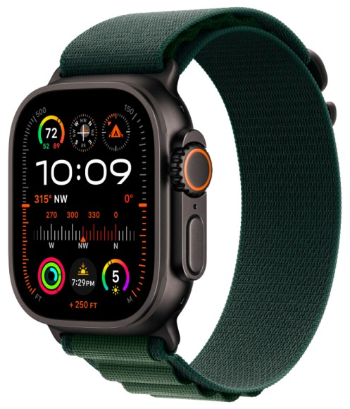 Умные часы Apple Watch Ultra 2 GPS + Cellular 49mm 2024 Black Titanium Case with Dark Green Alpine Loop - Large