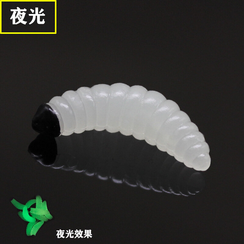 Рыболовная мягкая реалистичная приманка Worm, имитация мучного червя, 2,4 см/0,5 г, 50 шт, белая светящаяся