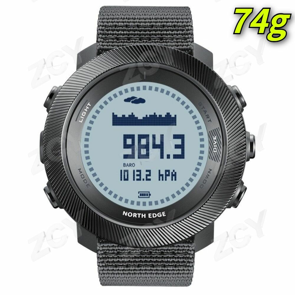 NORTH EDGE APACHE-D: Водонепроницаемые Светящиеся Часы Для Мужчин (Плавание, Дайвинг, Шагомер, Замер Глубины И Давления)