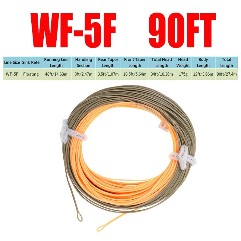Wifreo 1F-7F леска для нахлыста персиково-камуфляжная 90FT 5F
