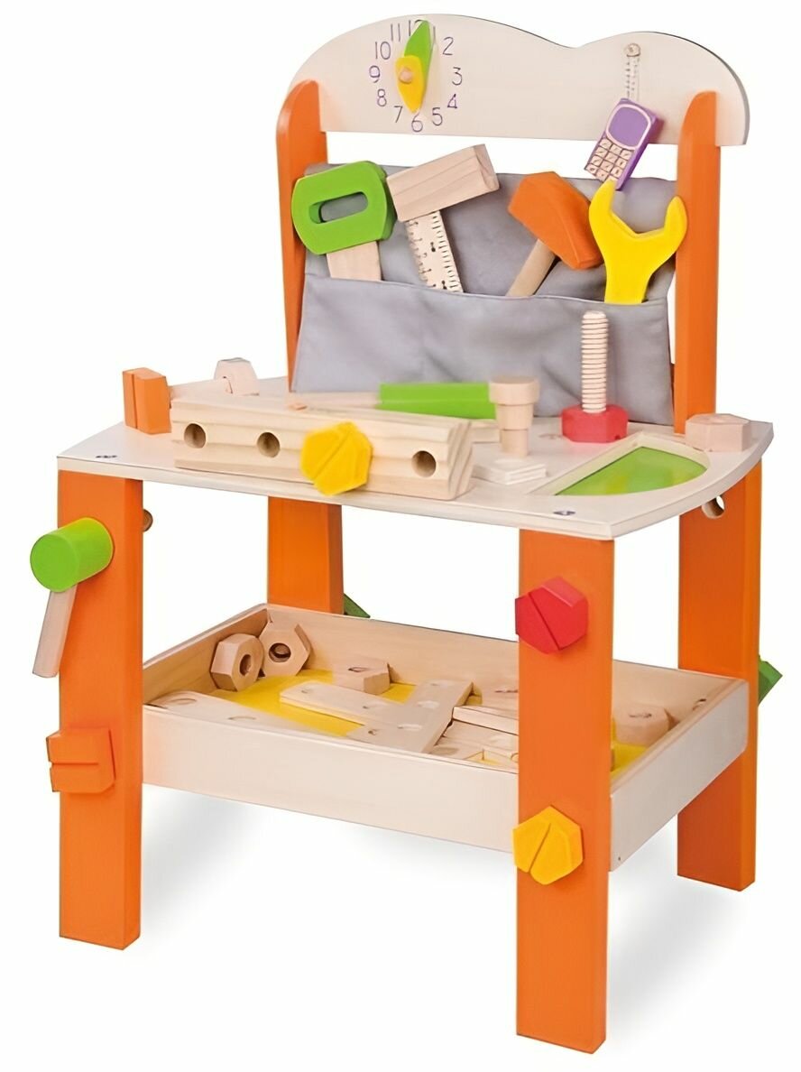 CLASSIC WORLD Верстак с инструментами детский набор столяра 37 предметов для детей от 3 лет