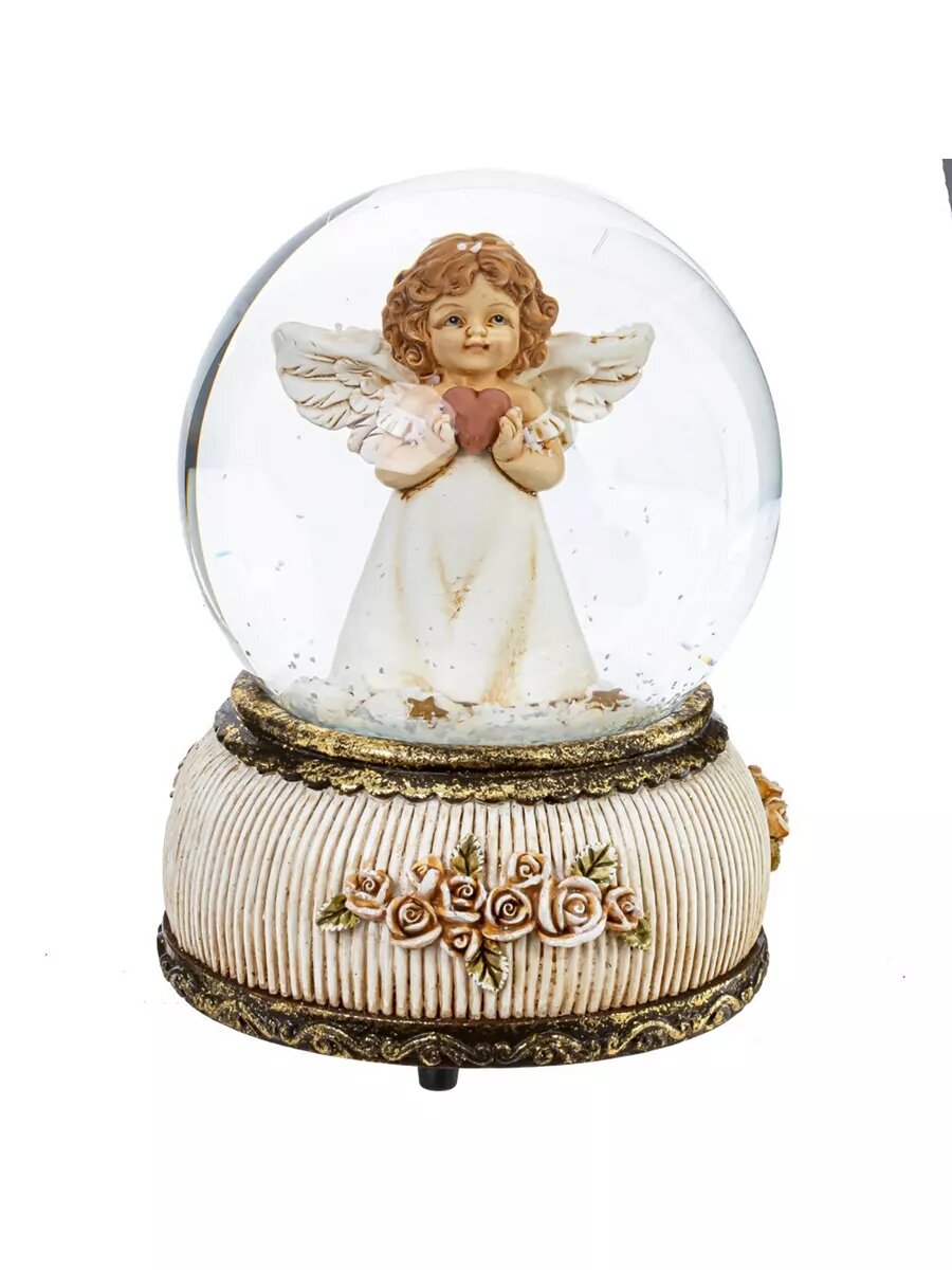Фигурка в стеклянном шаре Ангел Remecoclub, полимер и стекло, 14,5x11x11 см
