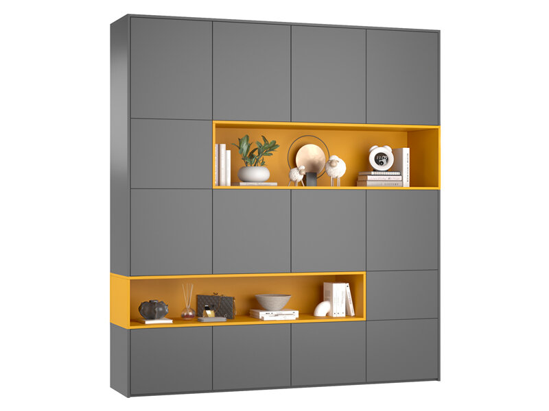 Шкаф распашной для одежды "Рокки 10" 200х220х45 Серый графит / Солнечный свет