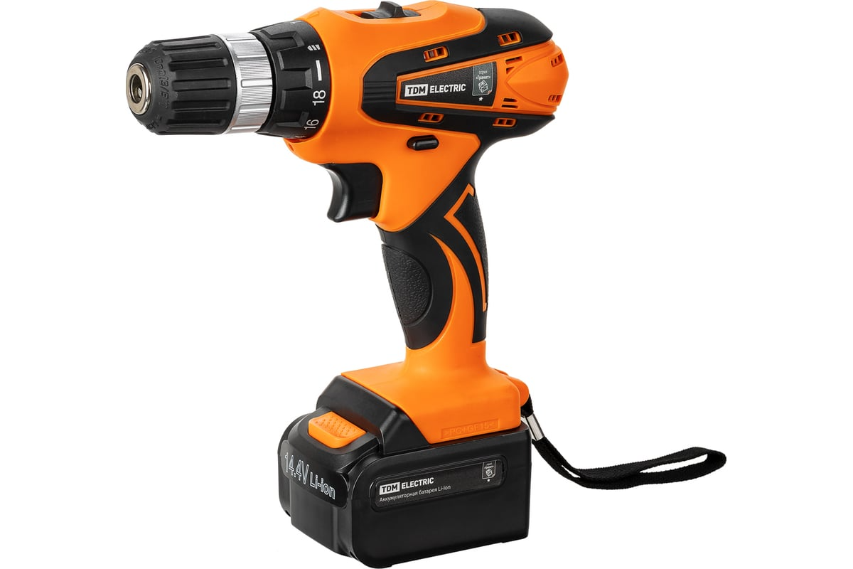 Дрель-шуруповерт акк. ДША-14-ЛК1 14 В, 1,3 А*ч Li-Ion 2 шт, 26 Нм, 0-1400 об/мин, кейс, Гранит TDM {SQ1030-0203}