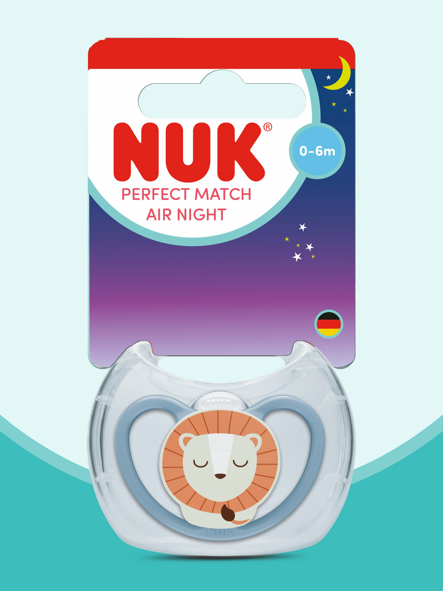 Соска-Пустышка Nuk PM Air Night, Ортодонтическая, Силиконовая, С Эффектом Свечения 0-6 месяцев