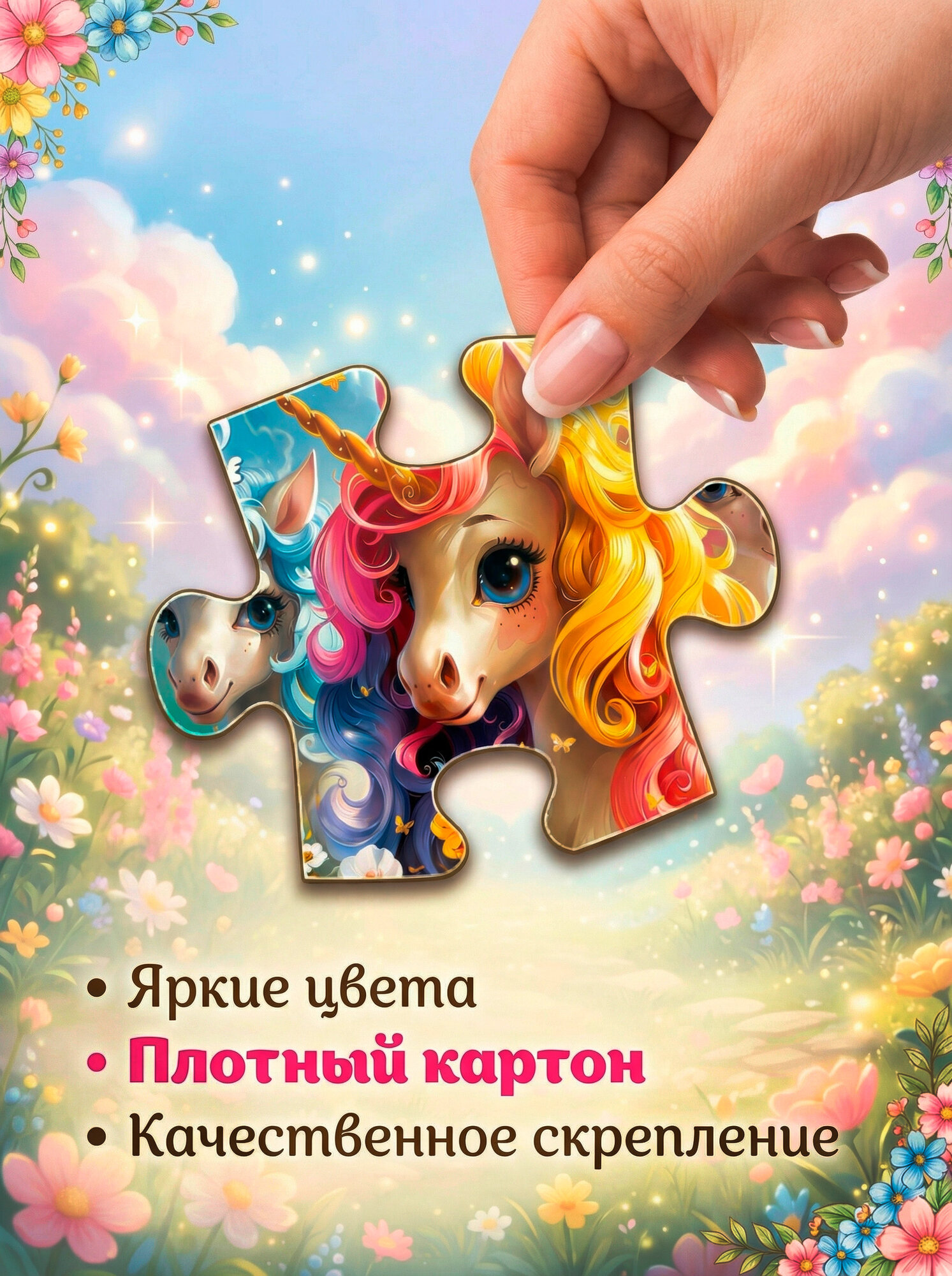 Макси-пазлы "Три единорога", 35 элементов