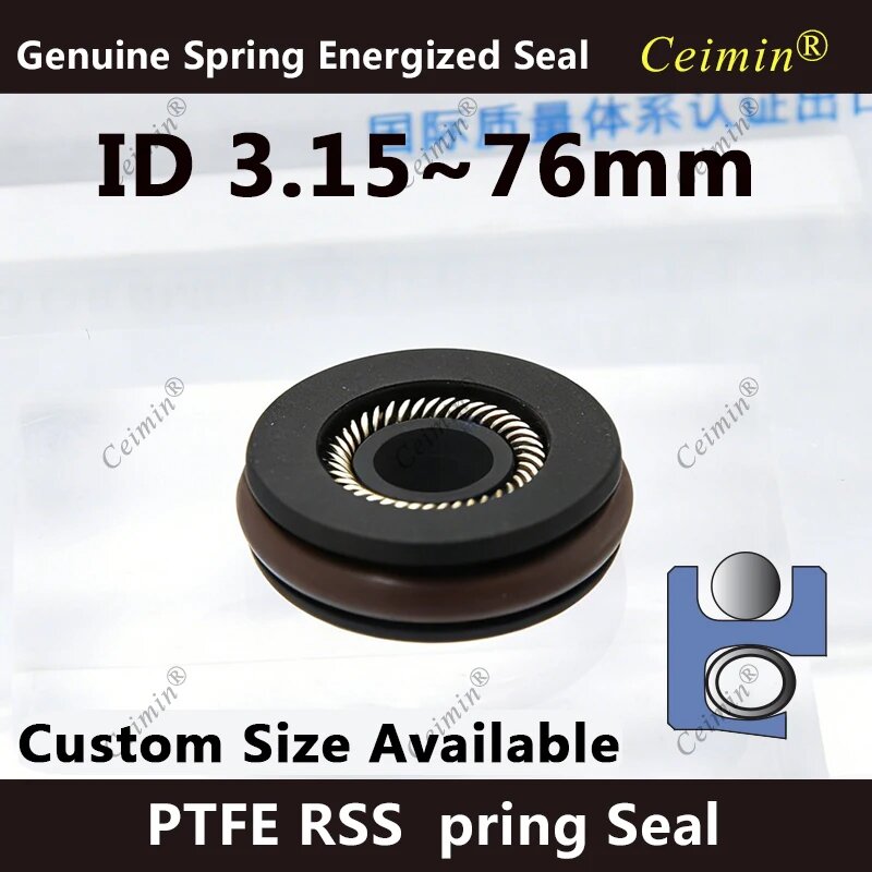 Пружинное уплотнительное кольцо ID3.15-76mm PTFE/RSS 12X20X5