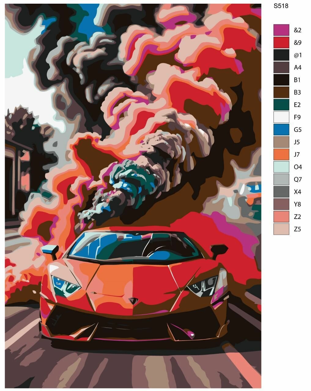 Картина по номерам S518 "Спортивные машины. Lamborghini (Ламборджини)" 70x110 см