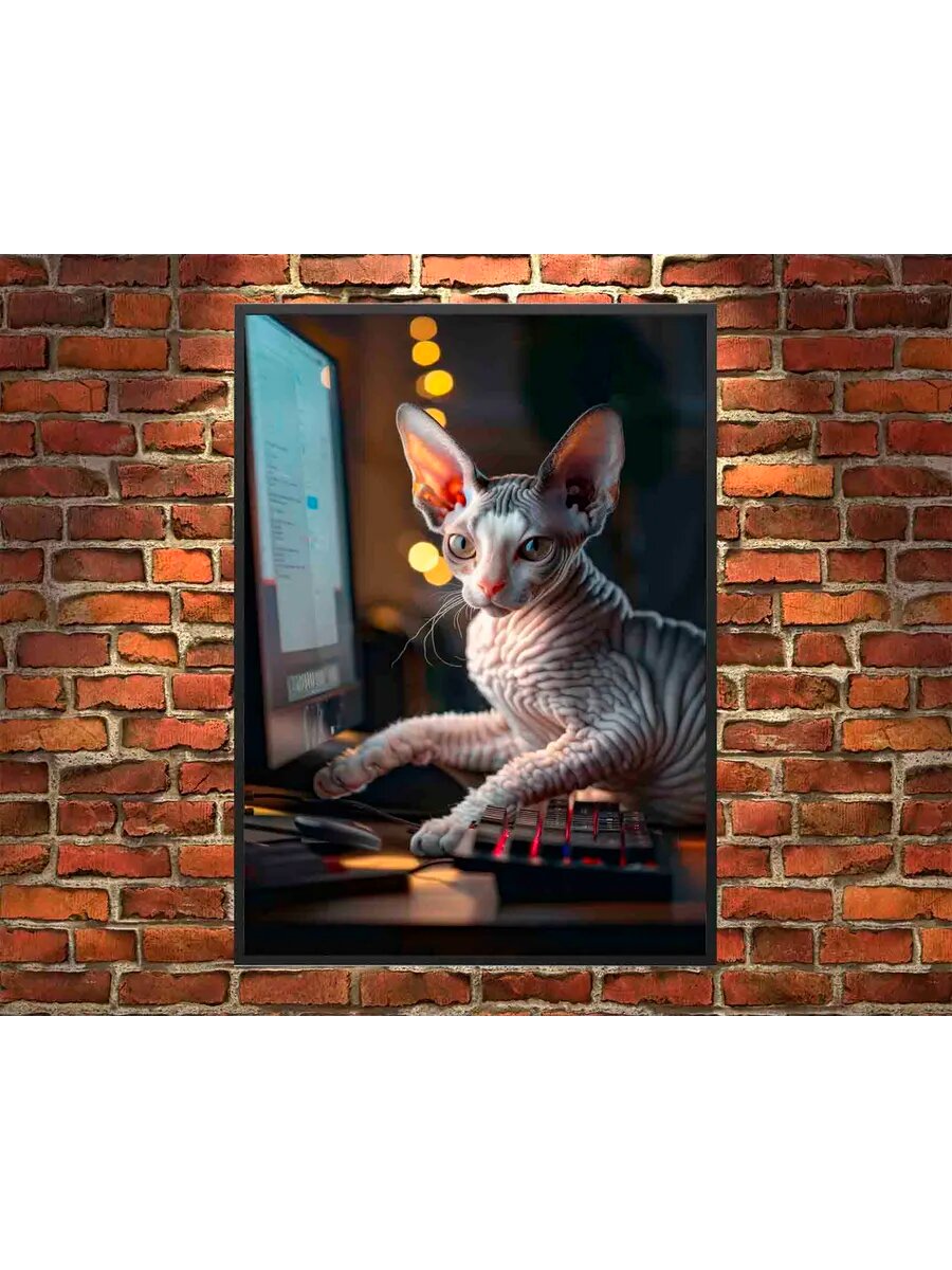 Корниш-рекс Кот-программист 2, Плакат 30x42см
