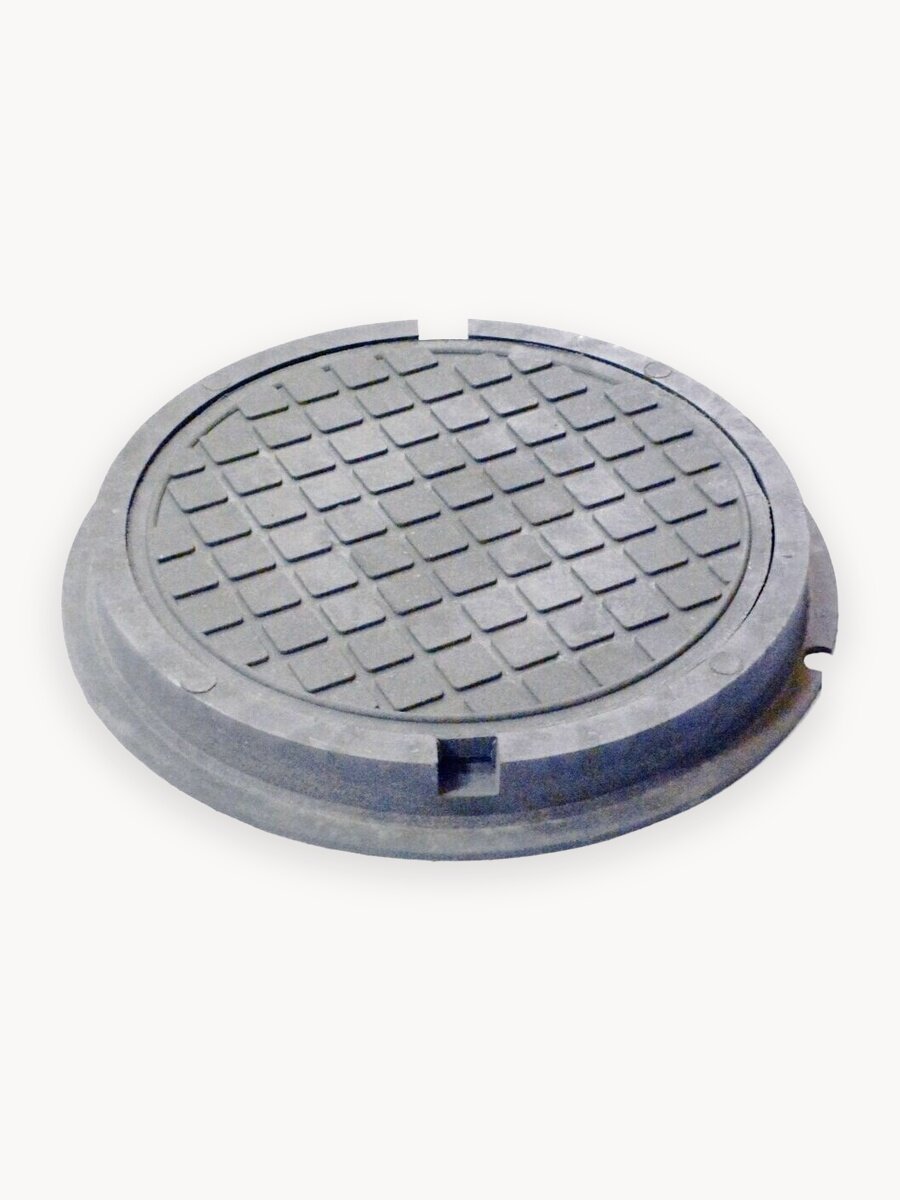 Люк канализационный полимер-композит, круглый Л 460х60 мм , серый