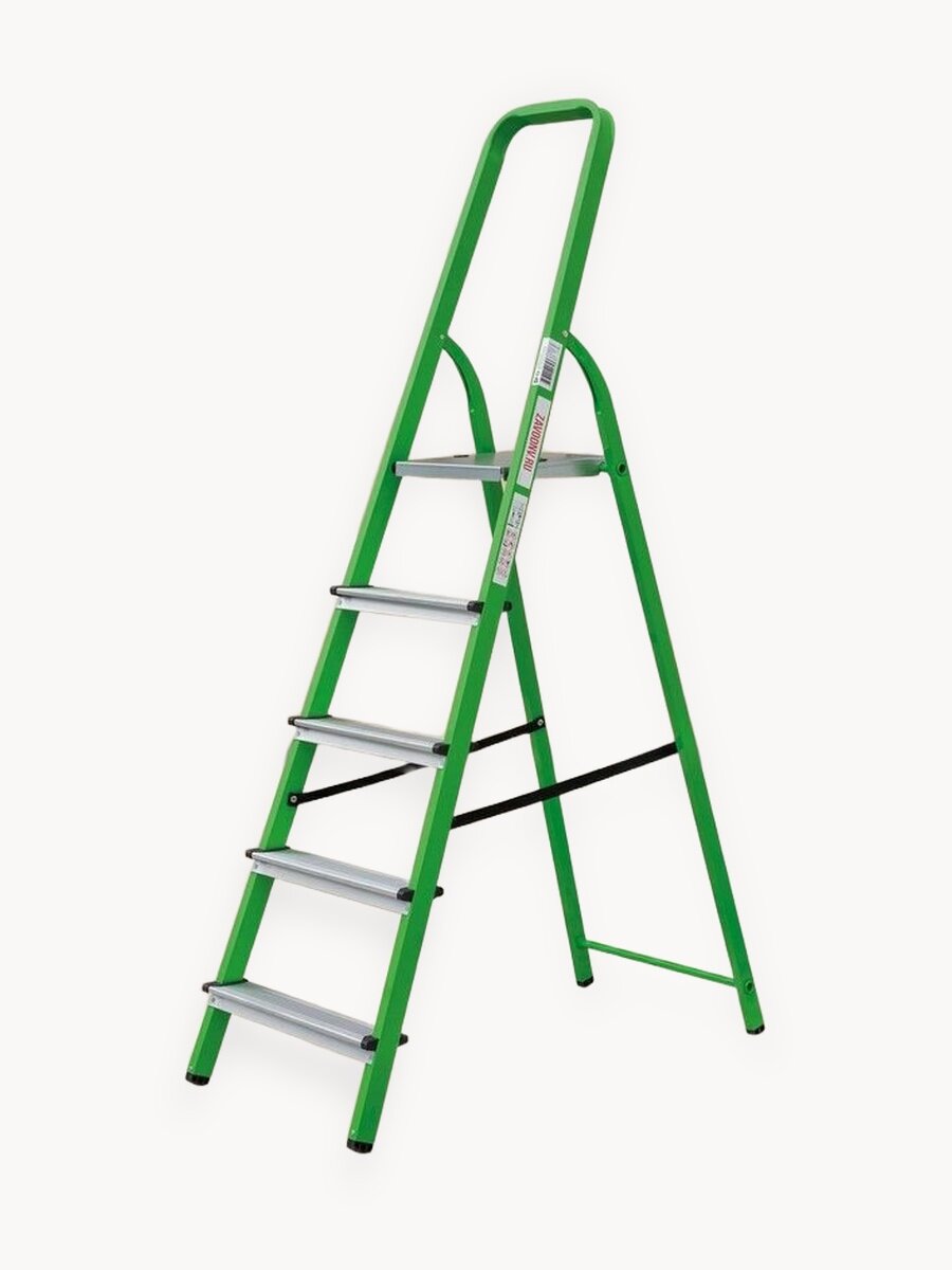 Стремянка 5 ступеней стальная с алюминиевыми ступенями Новая Высота NV 1130105-021.