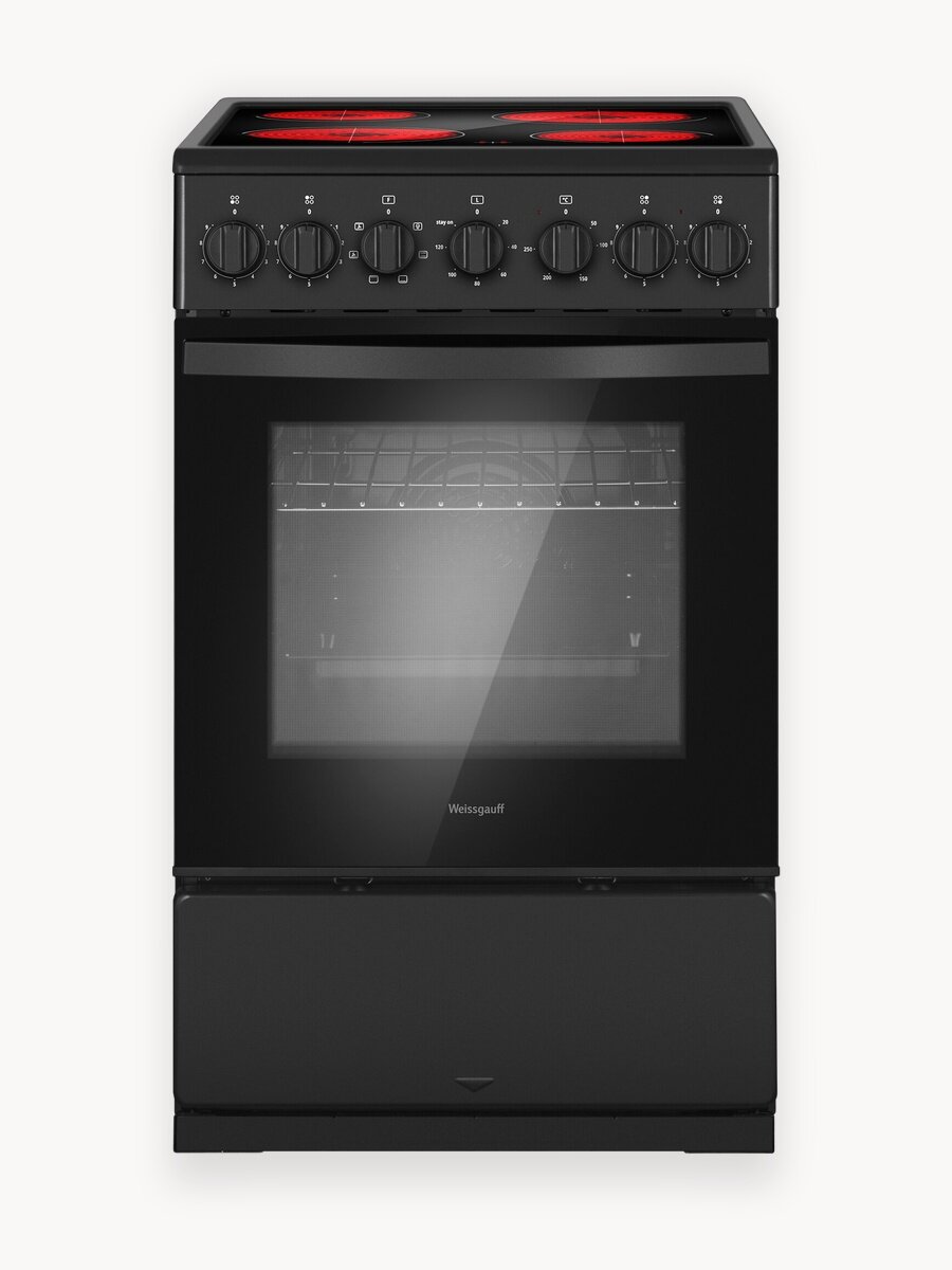 Электрическая плита Weissgauff WESM 5260 B, объем 50 литров, 4 Hi-Light конфорки