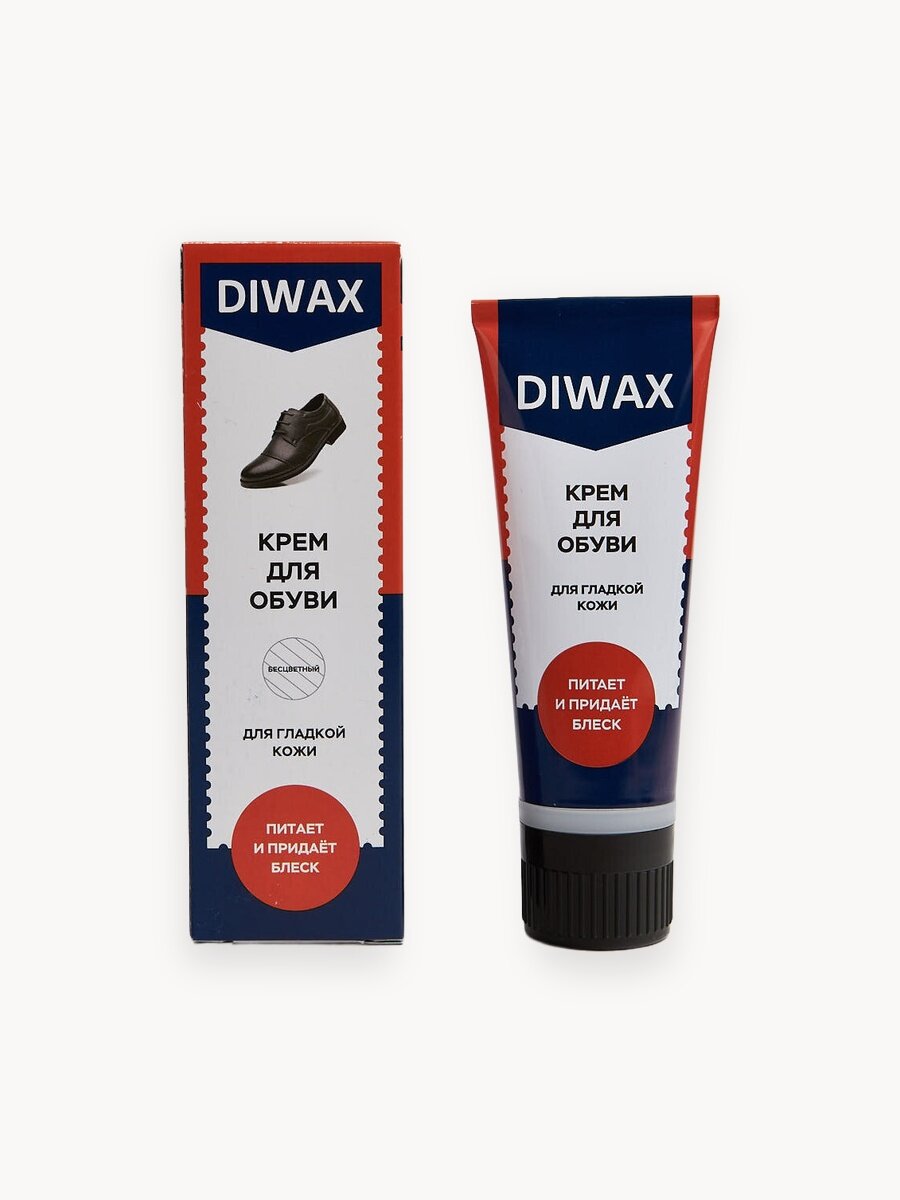 Крем для обуви бесцветный, для гладкой кожи, уход за обувью, восстановление, с губкой DIWAX 75 мл