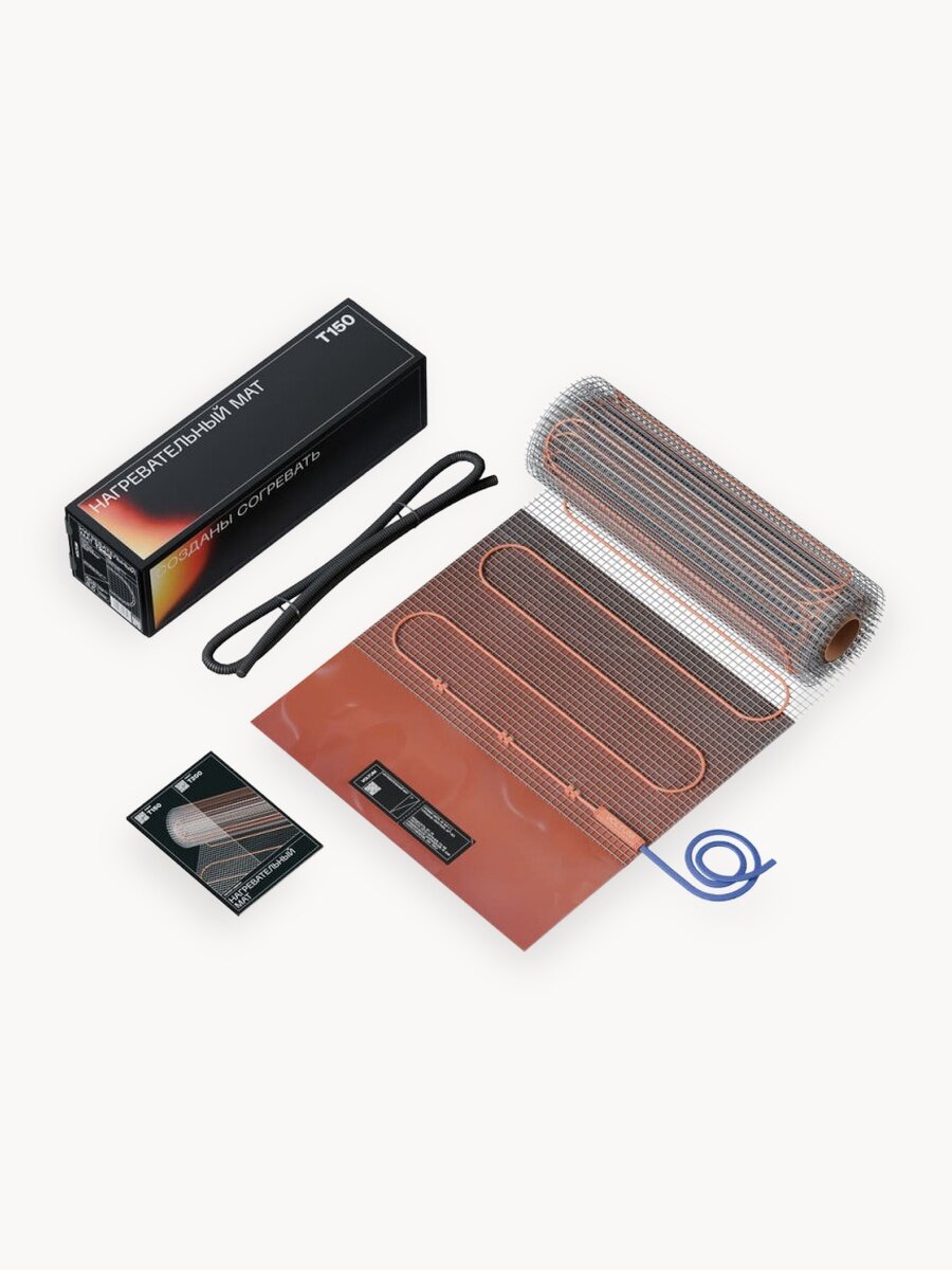 Теплый пол электрический под разные типы покрытий Voltum нагревательный мат с площадью обогрева 1 м мощность 150 Вт