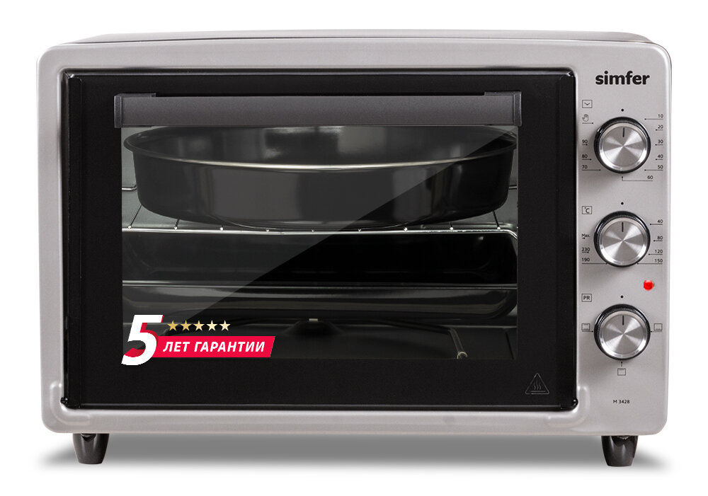 Мини-печь Simfer 3 режима 34 литра2 противня хромированная решетка5 лет гарантии