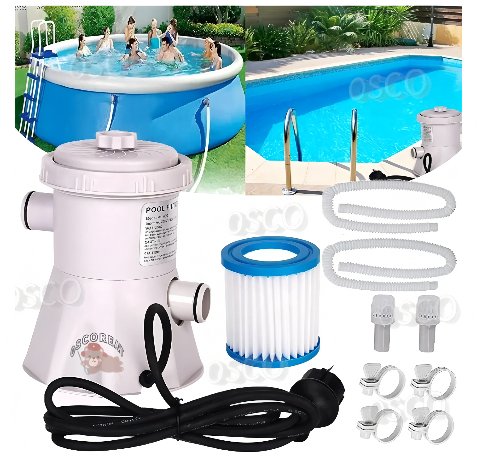 Фильтр-насос для бассейна "Самосас", песочный, самовсасывающий, белый, 1,5кг