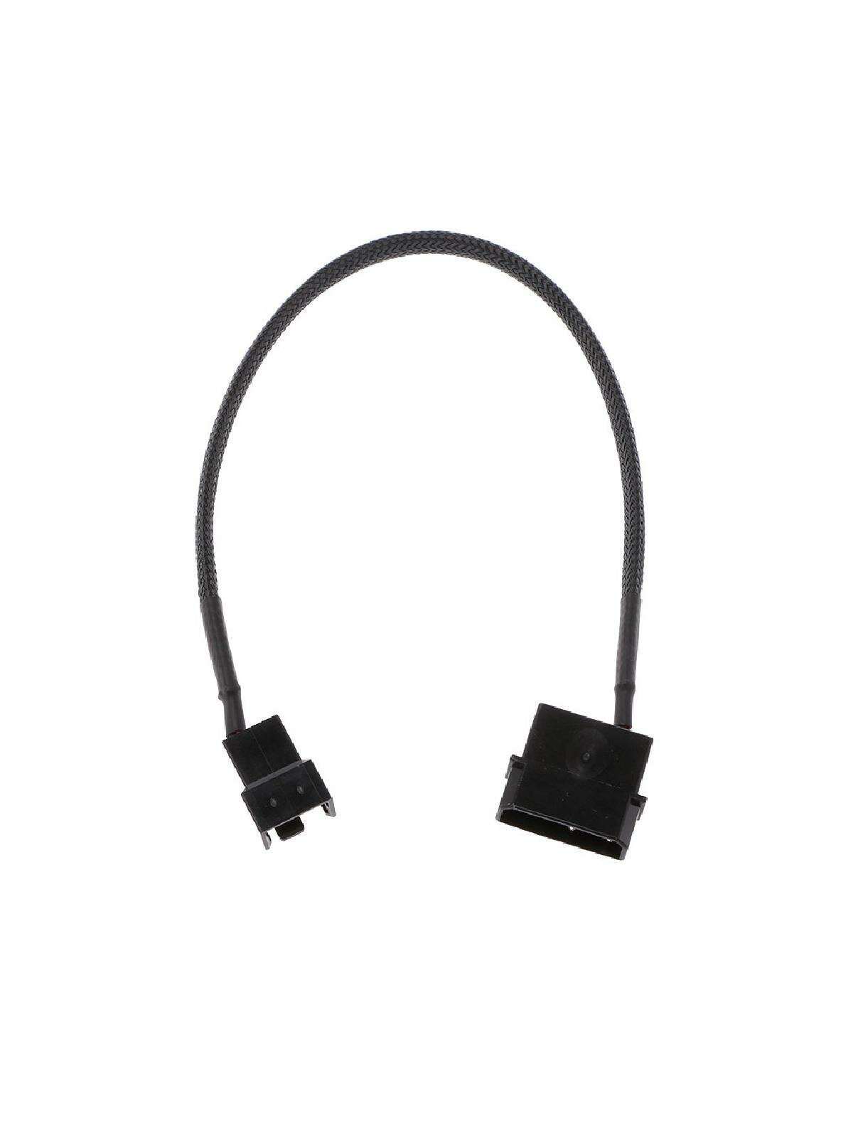 27cm/10.63in Fan Power Adapter Cable 1 to 1 Ways 4-Pin Molex Male to 3-Pin/4-Pin PWM Sleeved Fan Extension Adapter Cable