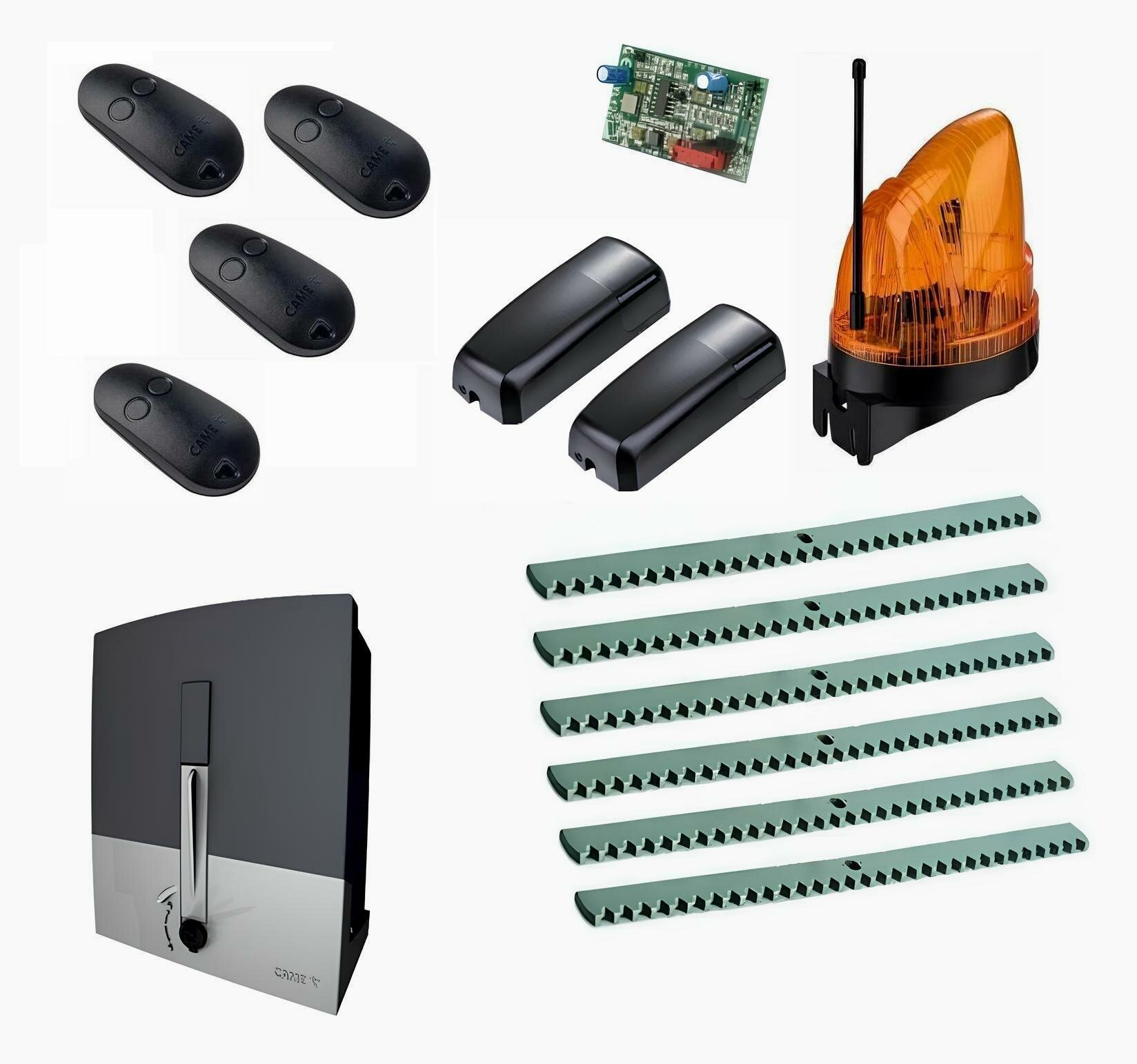 Автоматика для откатных ворот BXL04AGS FULL6-K2-T4, комплект: привод, радиоприемник, 4 пульта, фотоэлементы, лампа, 6 реек