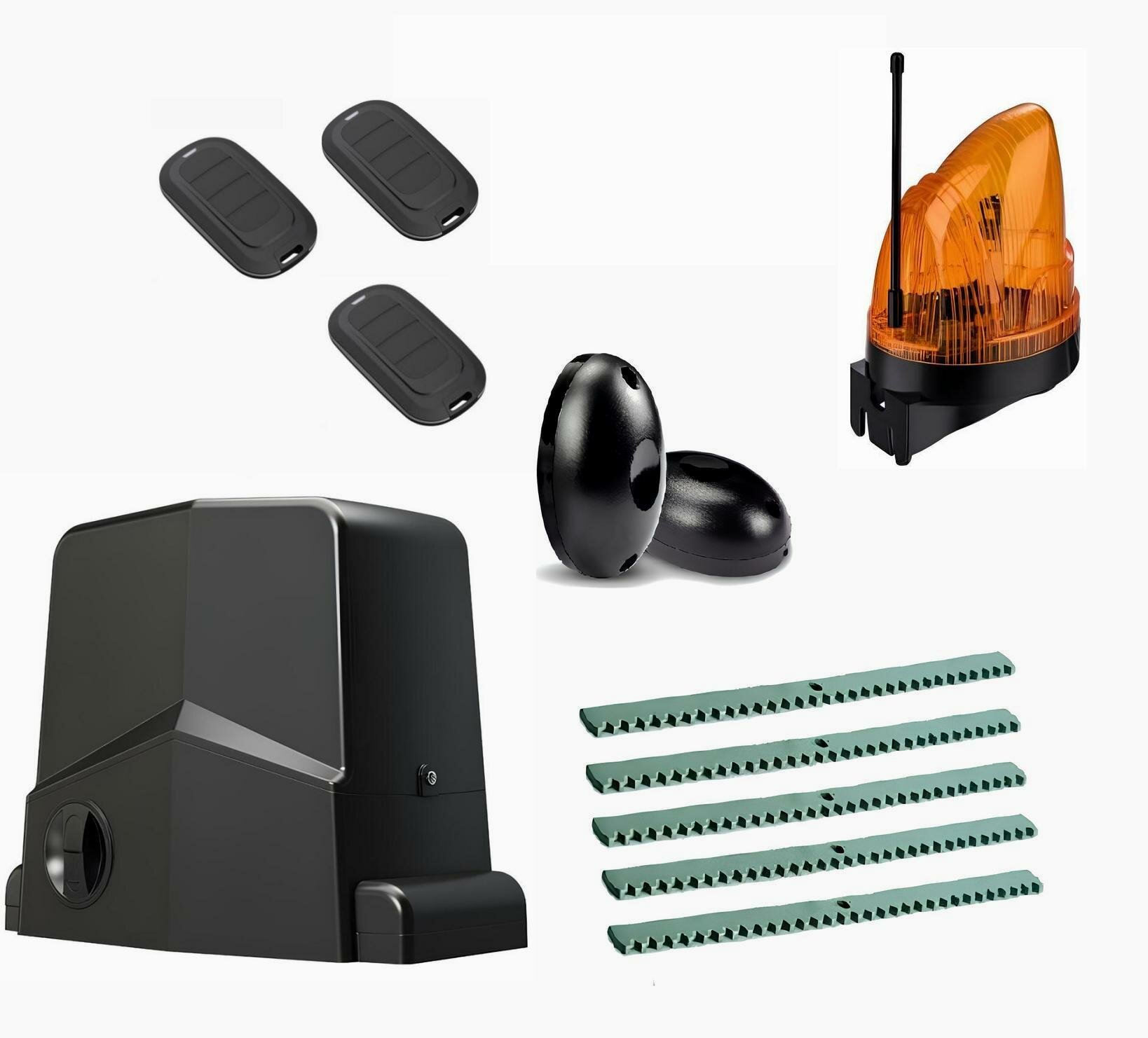 Автоматика для откатных ворот ARW-1000MKIT FULL5-1K-Т3, комплект: привод, 3 пульта, лампа, фотоэлементы, 5 реек