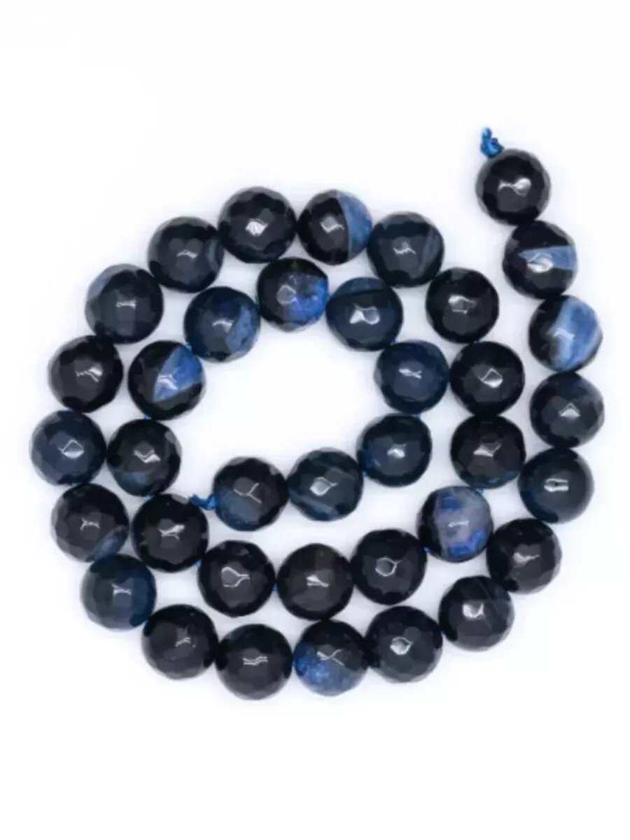 1056 Бразильский черно-синий агат для браслета 10 мм 1 нить