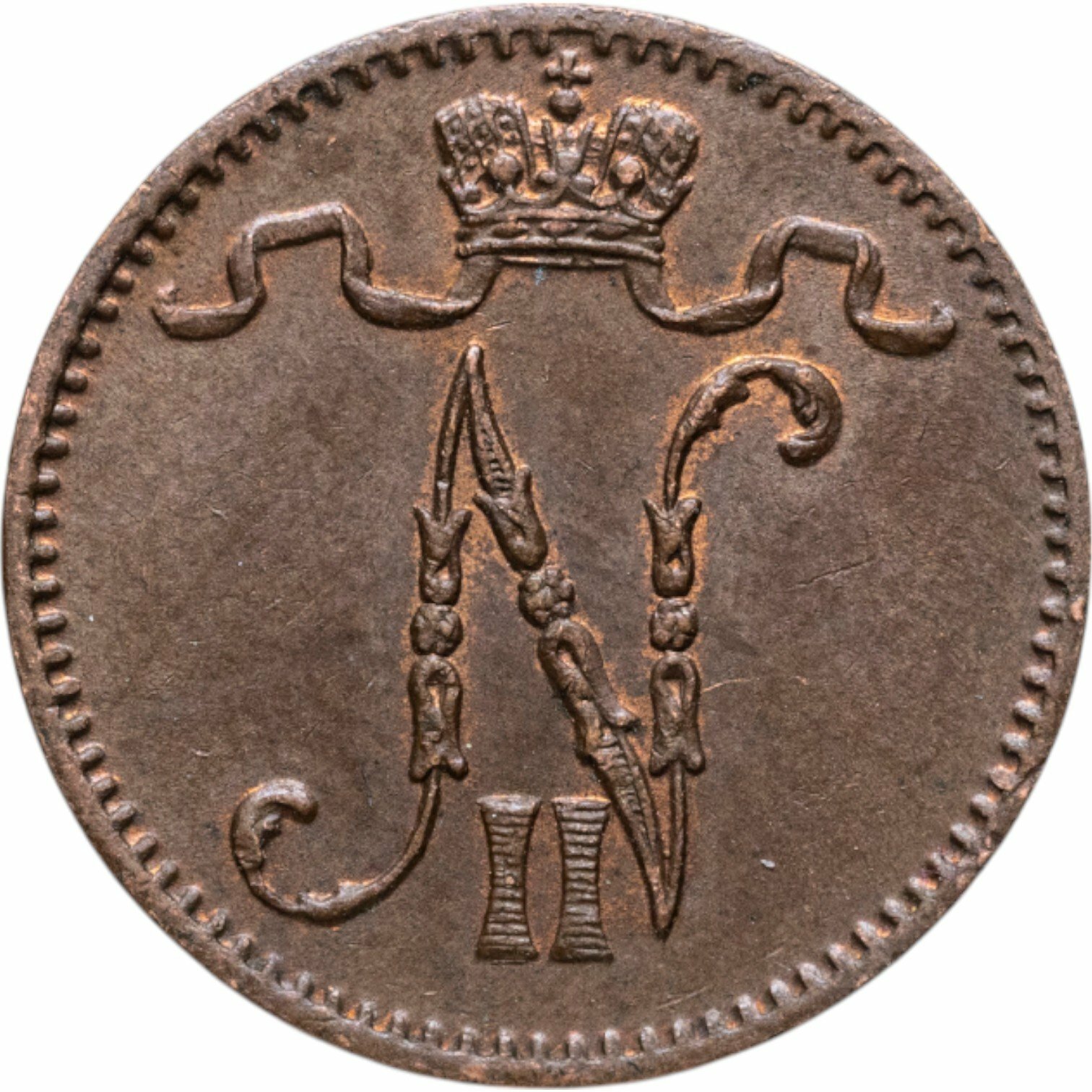 1 пенни penni 1913 Российская Финляндия, Медь, в сохранности UNC