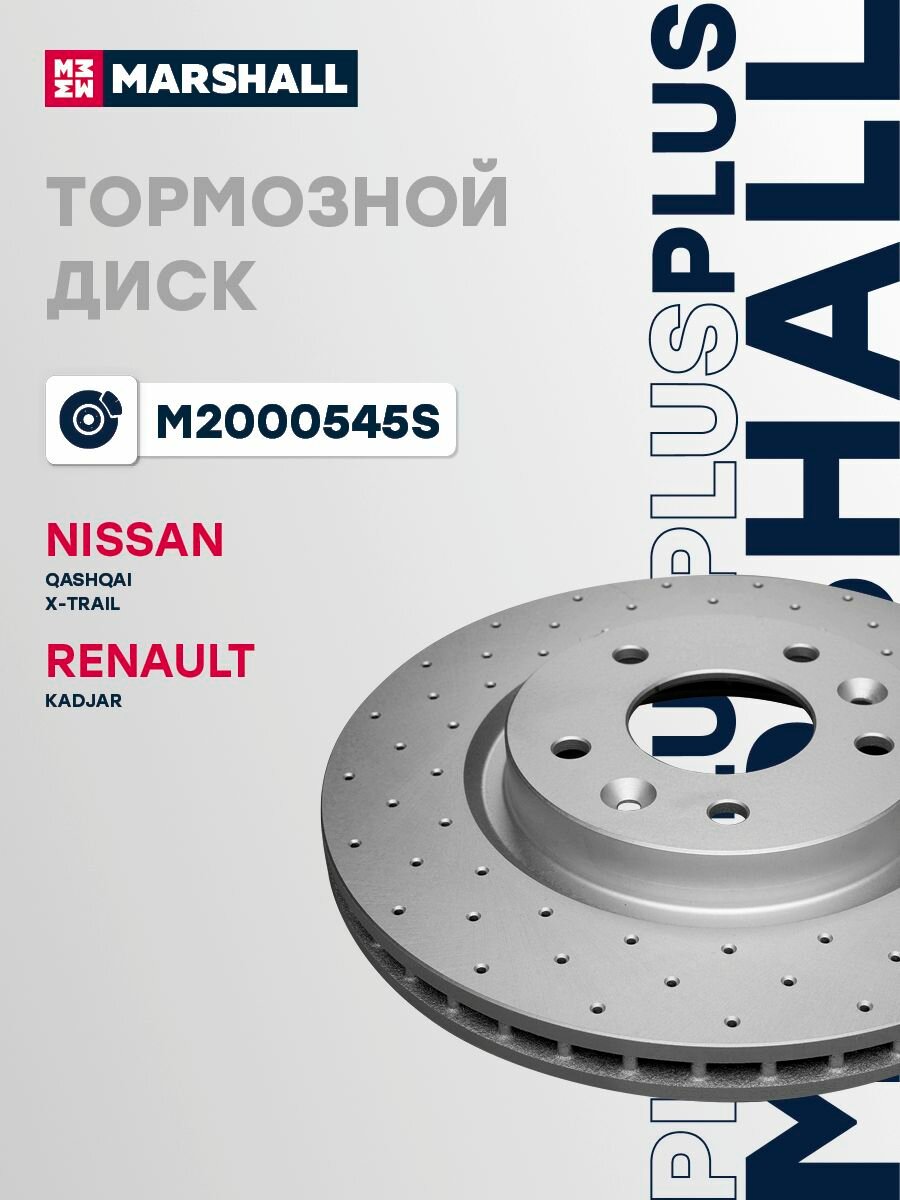 Тормозной диск передн. PLUS S Nissan Qashqai II 13- / X-Trail III 14-; Renault Kadjar 15-