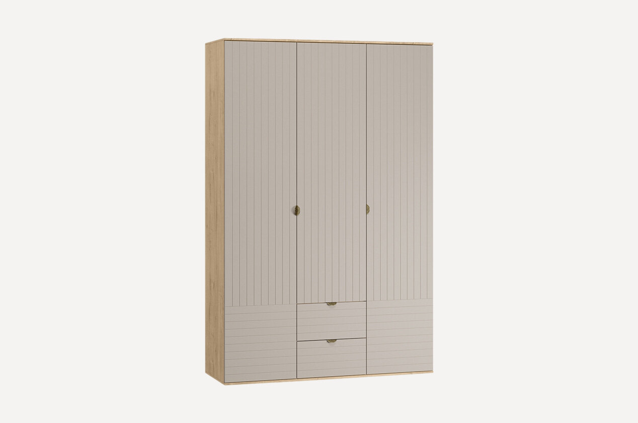 Распашной шкаф для одежды Divan.ru Монблан-3 Лине Сантиаго, 139х50х215 см, 3 двери, бежевый