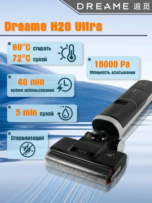 Беспроводной полоскотушилка Dreame H20 Ultra — универсальное устройство для сухой и мокрой уборки ковров, оригинальный «мечтательный пылесос»