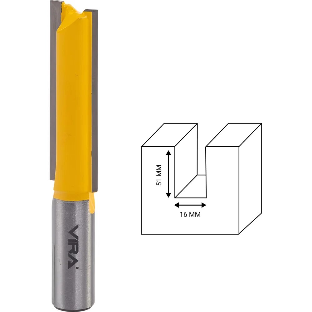 Фреза пазовая прямая (16х51 мм, хвостовик 12 мм) VIRA 553318