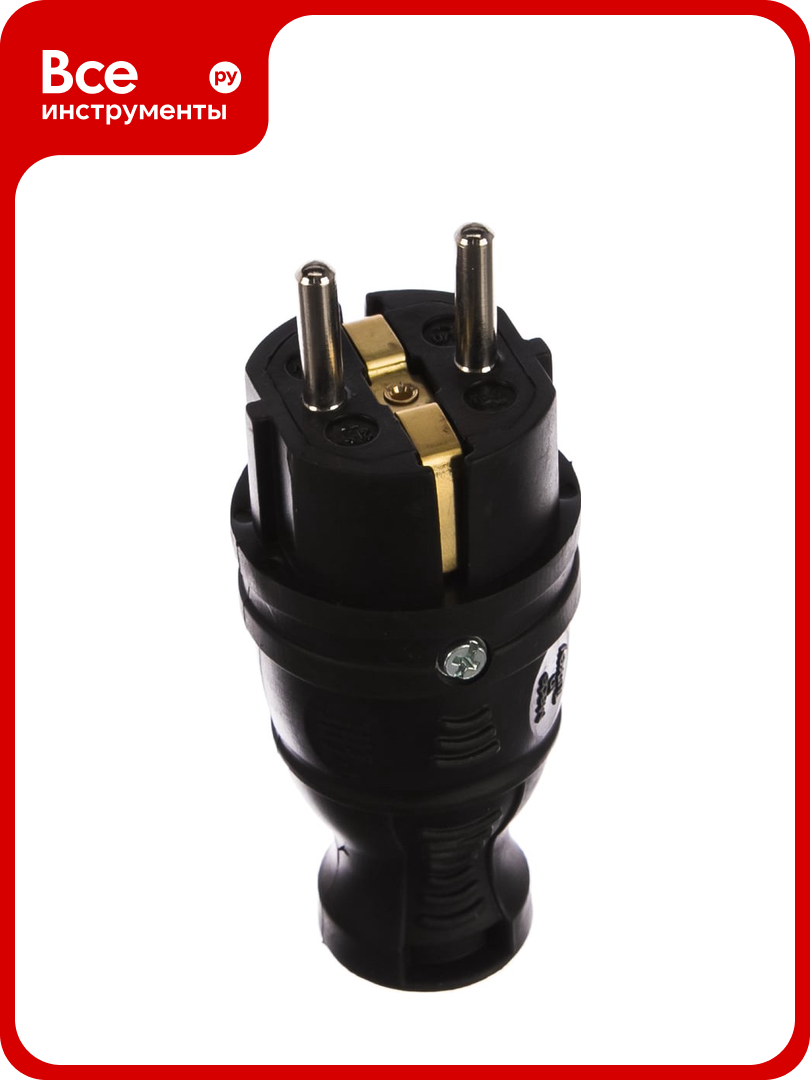 Каучуковая вилка ЭРА V8-B-IP44 с заземлением прямая 16A, IP44, черная Б0044540