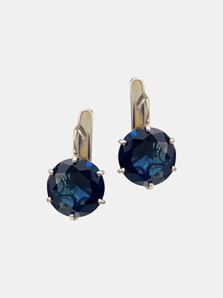 Серьги, сапфир синтетический